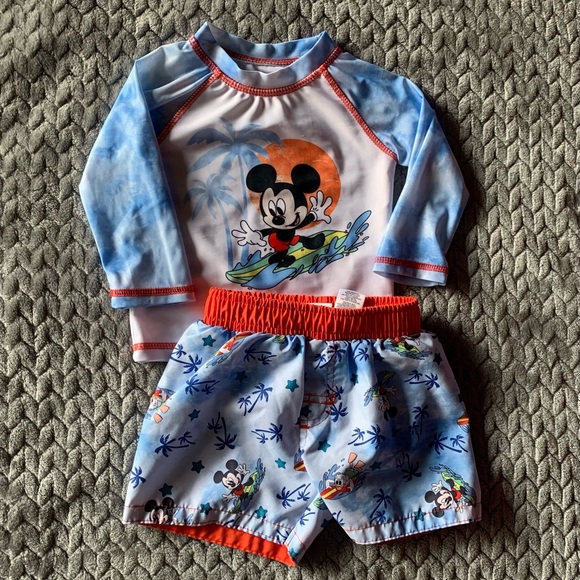 Disney | Swim | Disneys Jr Mickey Surfing 2 Piece Long Sleeve Swimsuit ...
